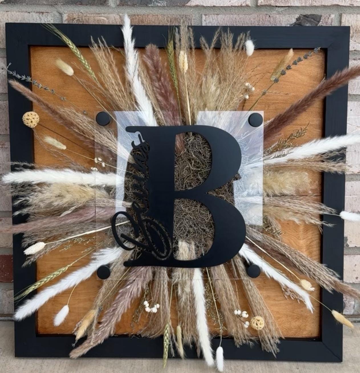 Boho Custom Name Sign: Pampas Grass, Rustic Initial Decor - Etsy