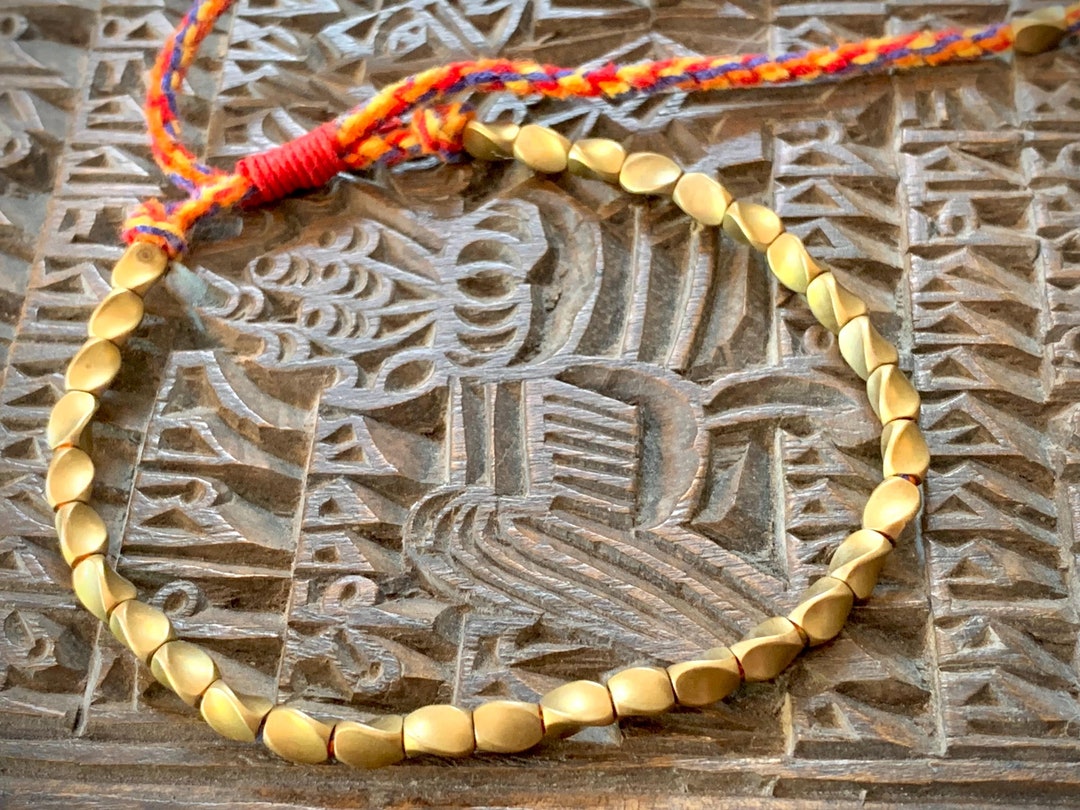 Tibetan Bracelet ; Brass, Buddhist Prayer Beads; ; Gold Cuff - Etsy