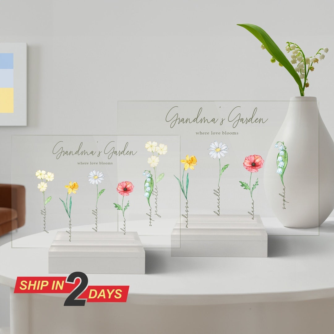 Personalized Mum Plaque, Grandma's or Mum's Garden, Custom Flowers ...
