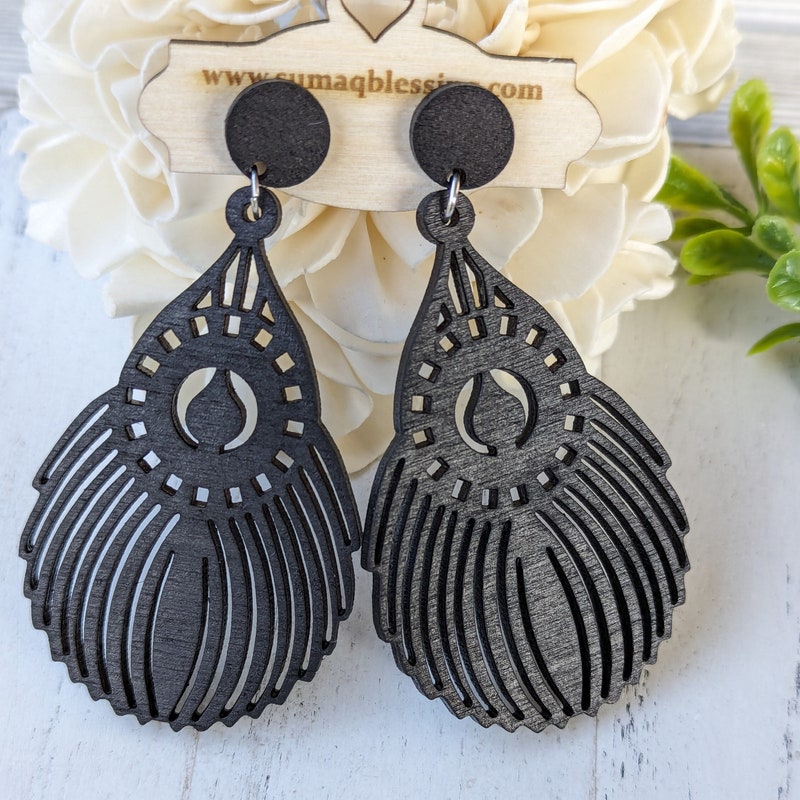 Wooden Earrings - Etsy
