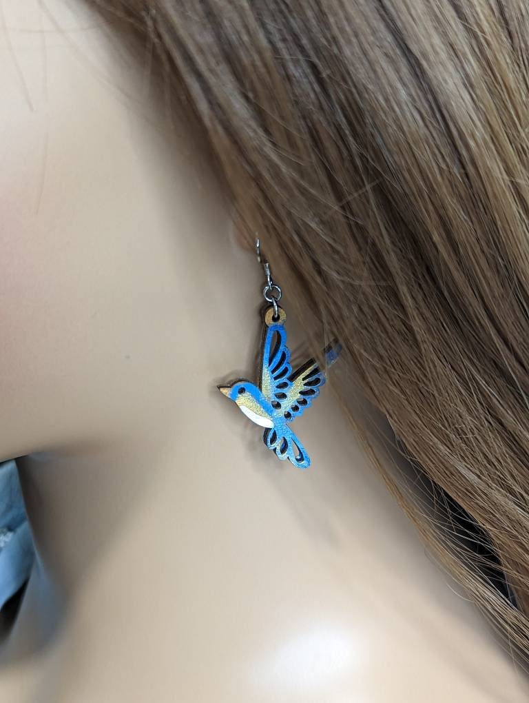 Handmade Wooden Bird Earrings, Nature Inspired Lightweight Bird Jewelry ...