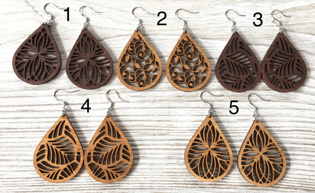 Wood Earrings, Wooden Earrings, Mandala Earrings, Handmade Earrings ...