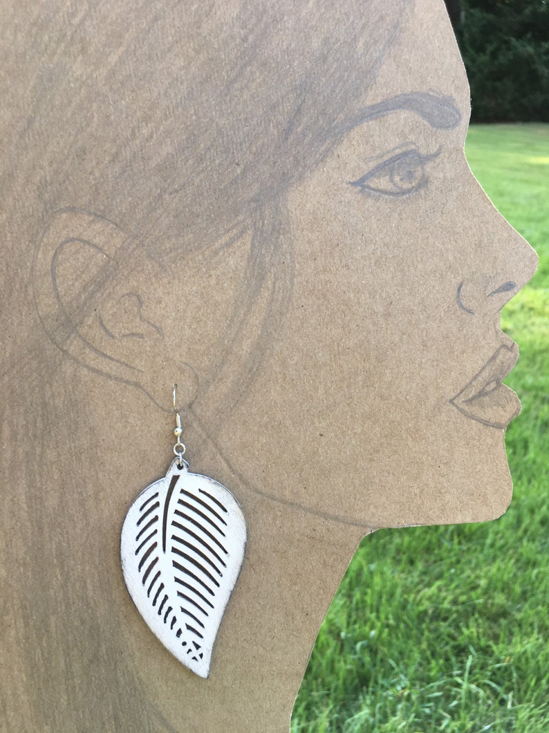 Long Leaves Wooden Earrings Wood Earrings Leaf Wooden Etsy