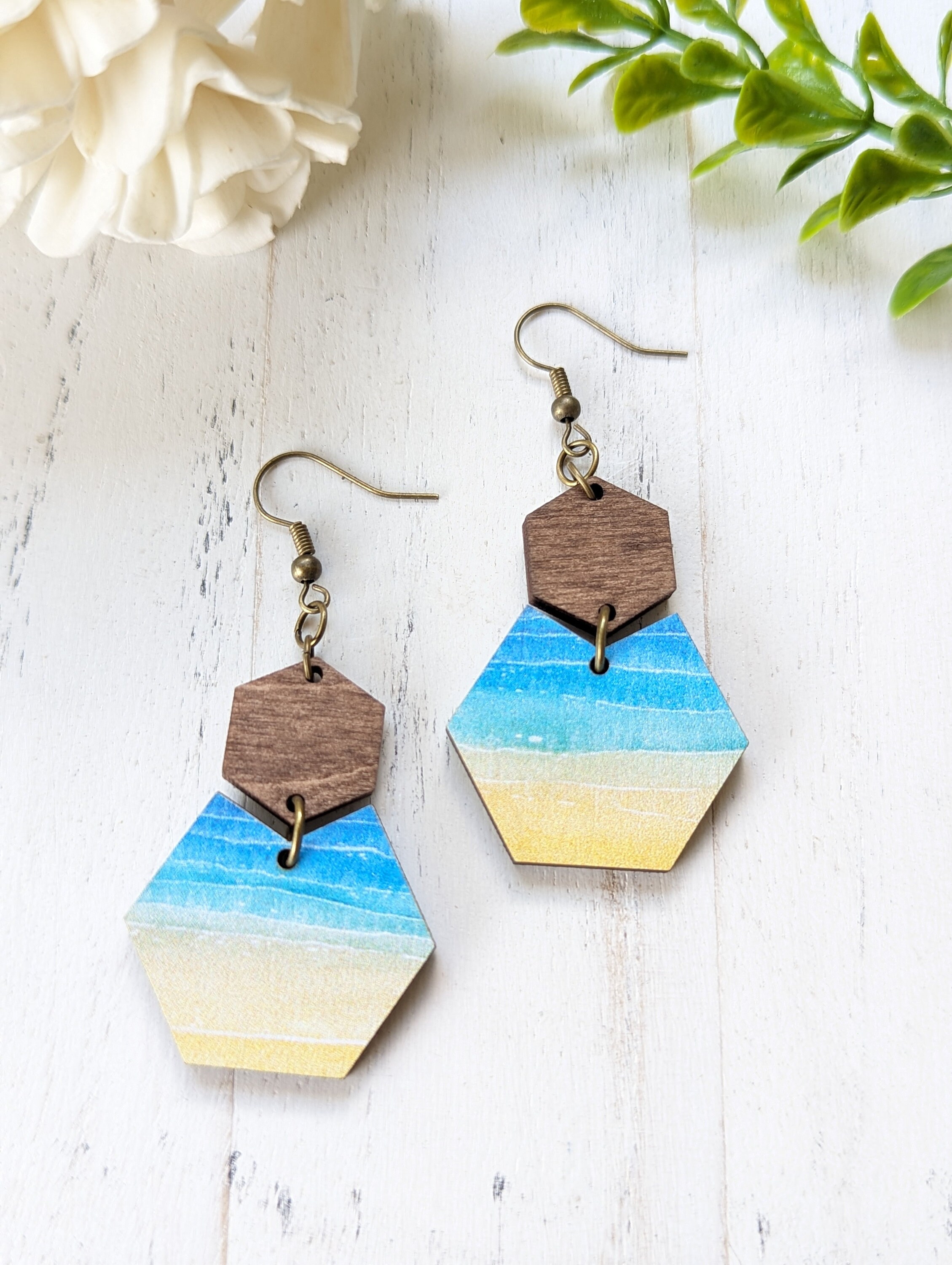 Round Wood Earrings, Dangle Wooden Earrings for Women, Wood Earrings ...