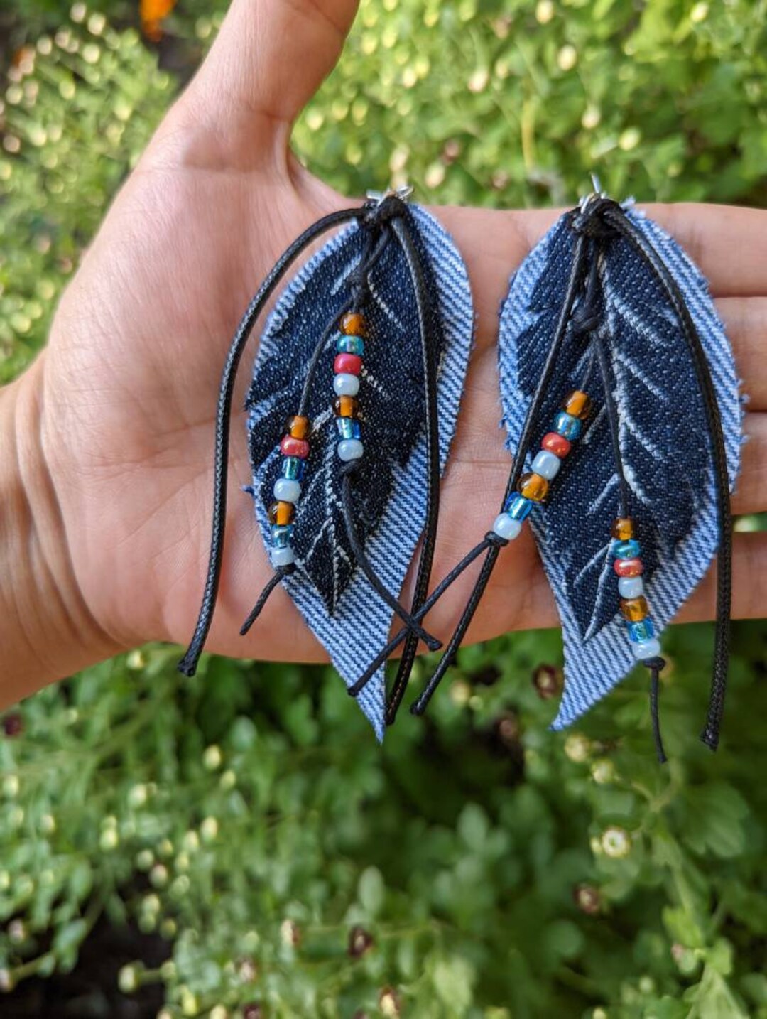 Denim Feather Earrings, up Recycling Denim Earrings, Feathers Earrings ...