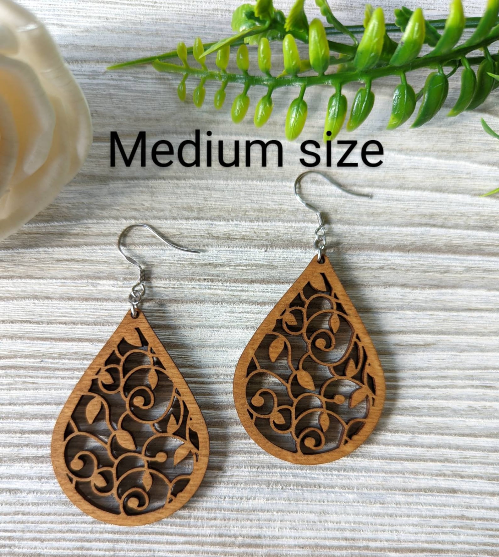 Leaves Wood Earrings, Wooden Earrings, Mandala Earrings, Handmade ...