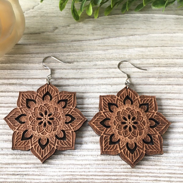 Round Wood Earrings - Etsy