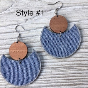 Denim Earrings, Denim Tribal Earrings, Lightweight Denim Earrings, Boho ...