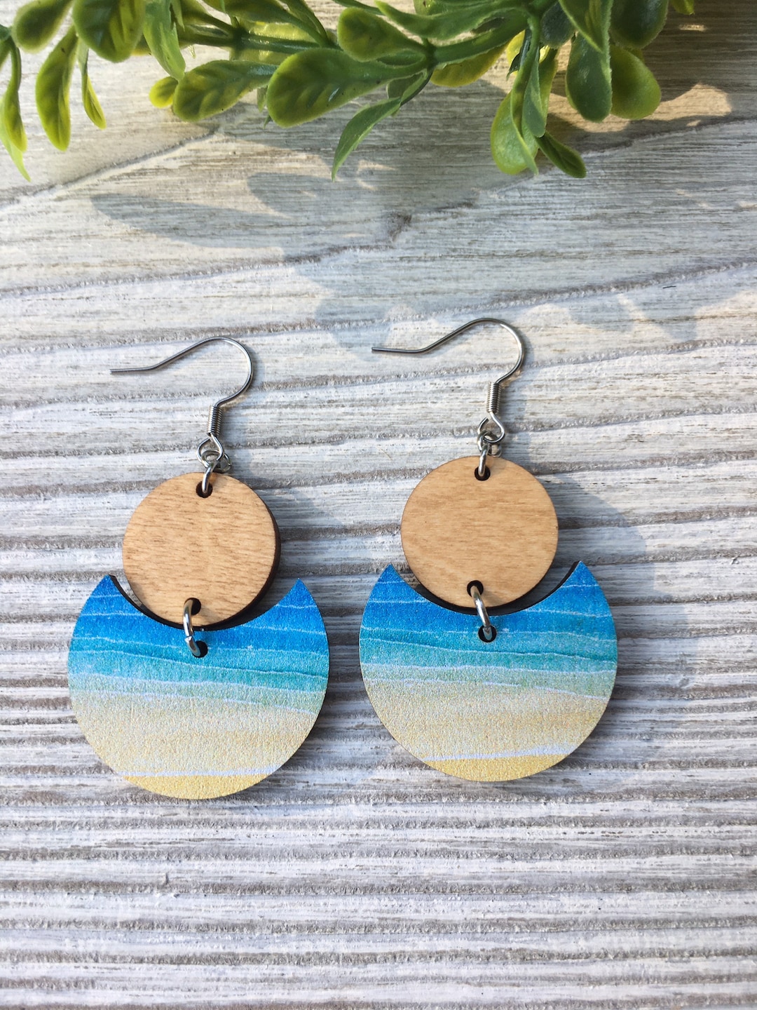 Round Wood Earrings, Dangle Wooden Earrings for Women, Wood Earrings ...