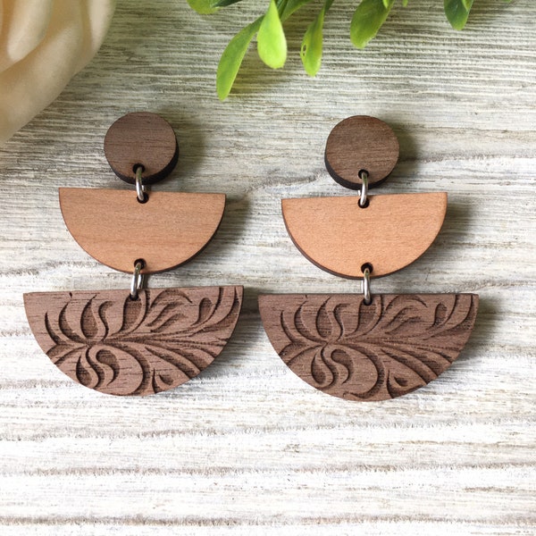 Wooden Earrings - Etsy