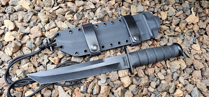 KA-BAR 1245 TANTO Fighting Custom Kydex Sheath,mini Firesteel, 550 Mil ...