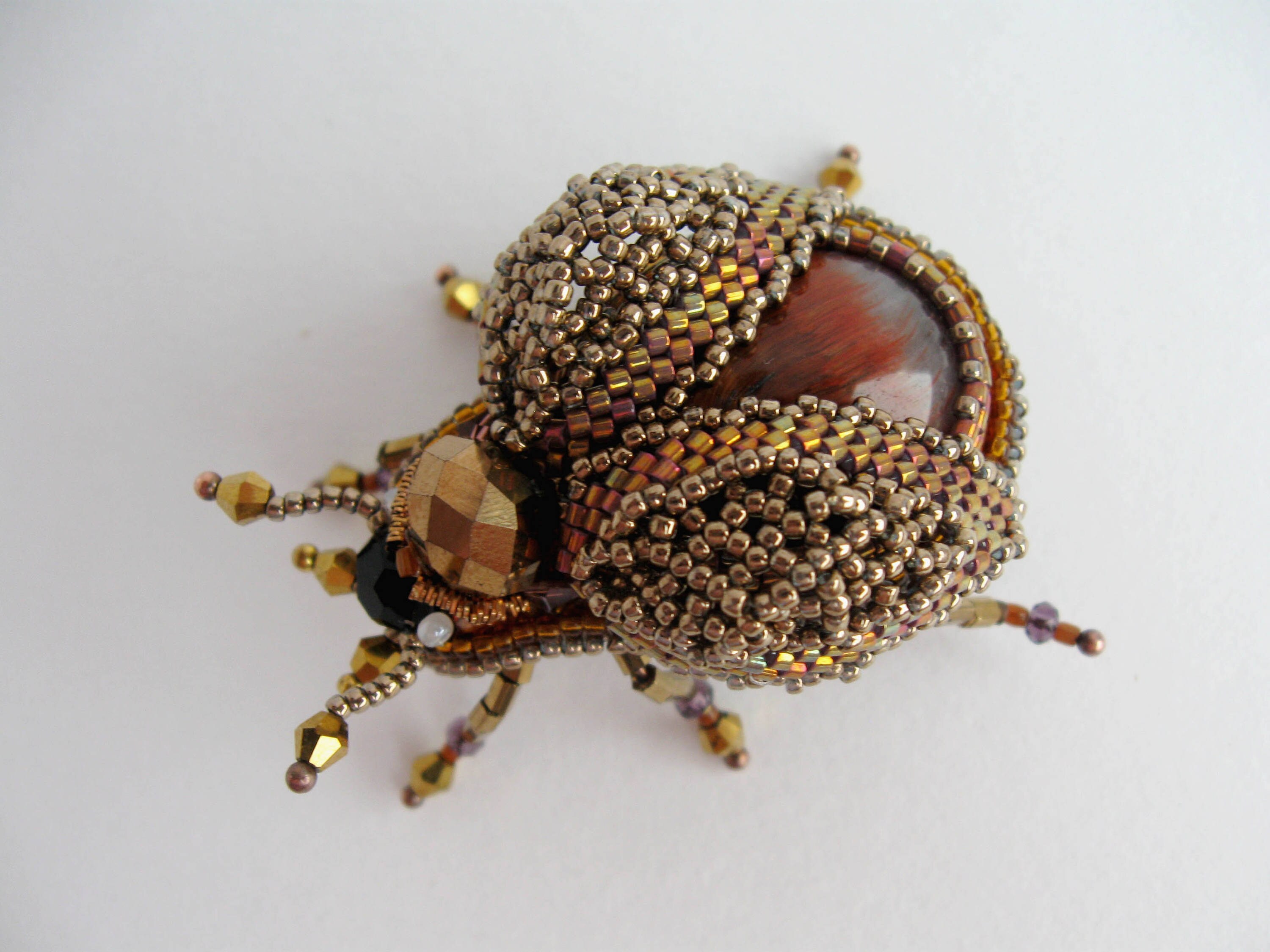 Brooch beetle Insect jewelry Natural stone embroidered brooch | Etsy