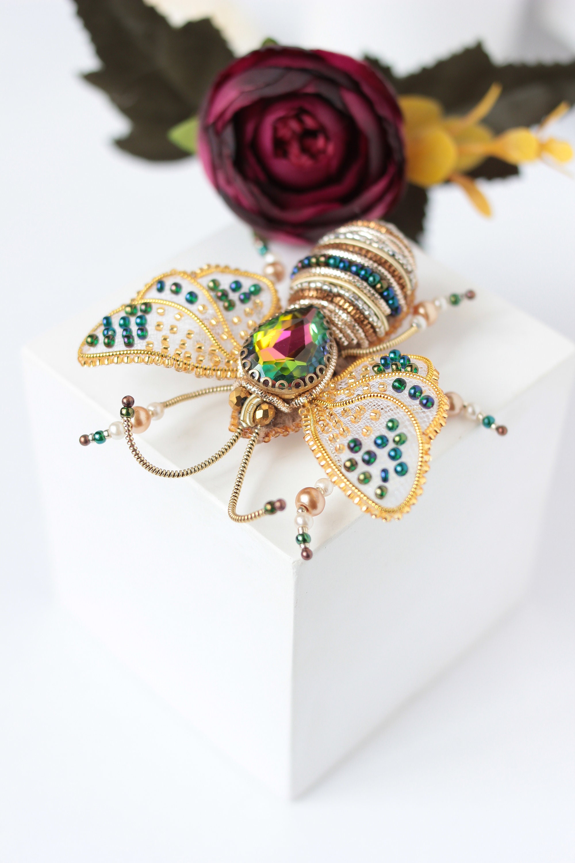 OAK Butterfly embroidered bug brooch jewelry insect pin | Etsy