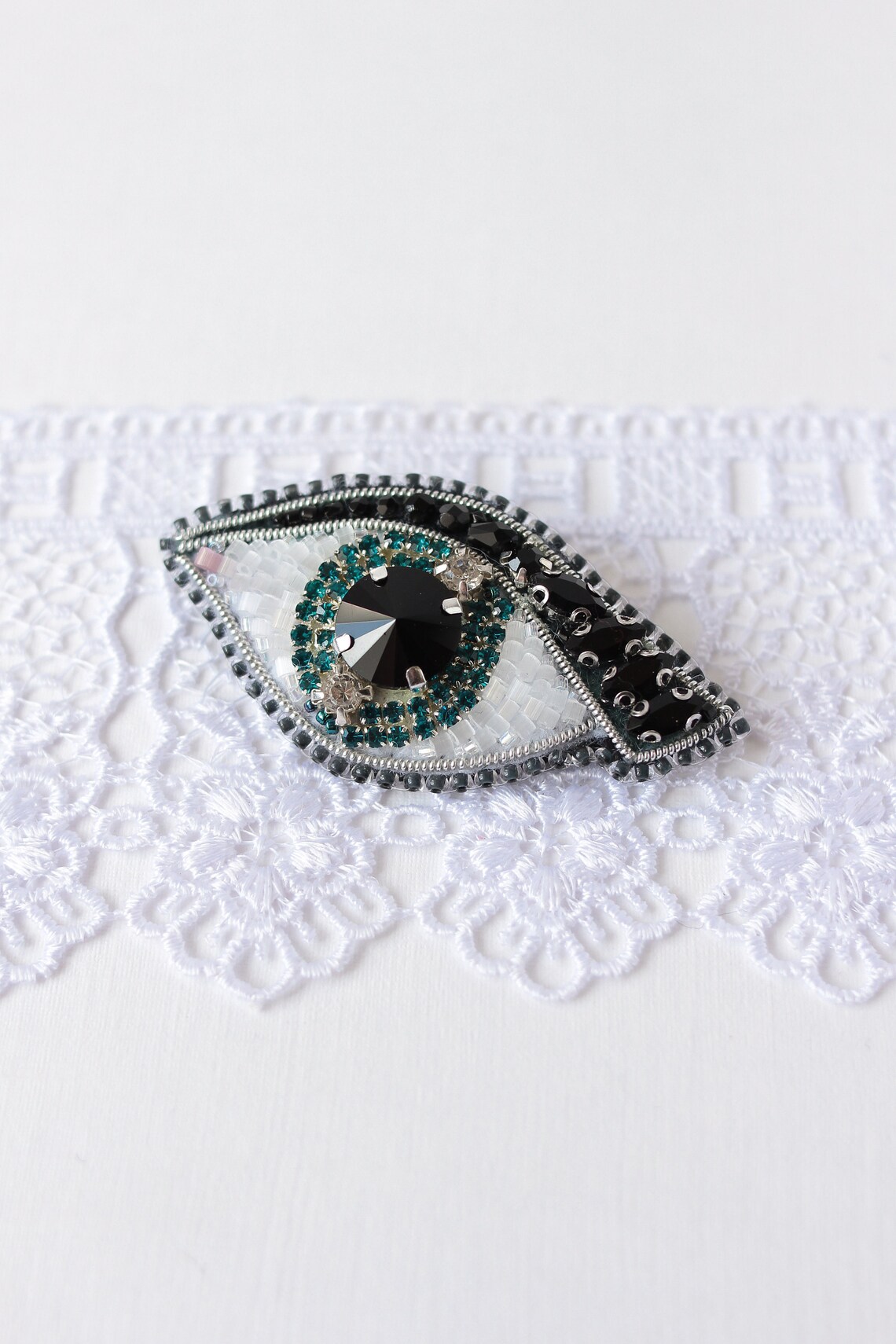 Evil Eye Pin Embroidered Brooch Kabbalah Lapel Pin Third Eye | Etsy