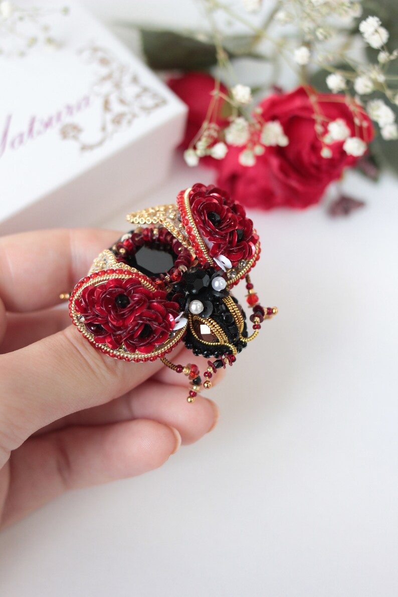 Little Lady Bug Brooch Beaded Beetle Jewelry Beaded - Etsy