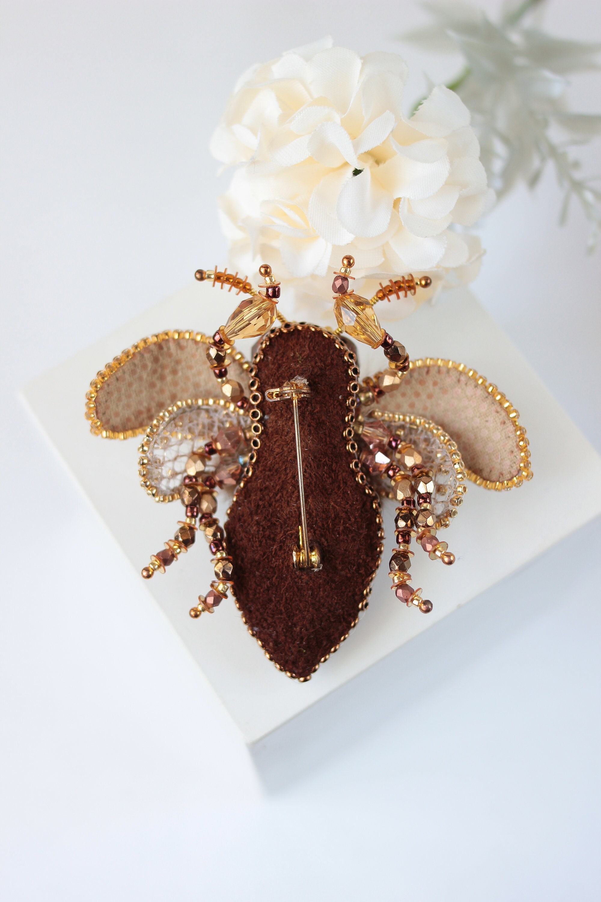 Big bee brooch Gold embroidered Insect jewelry Honey bee | Etsy