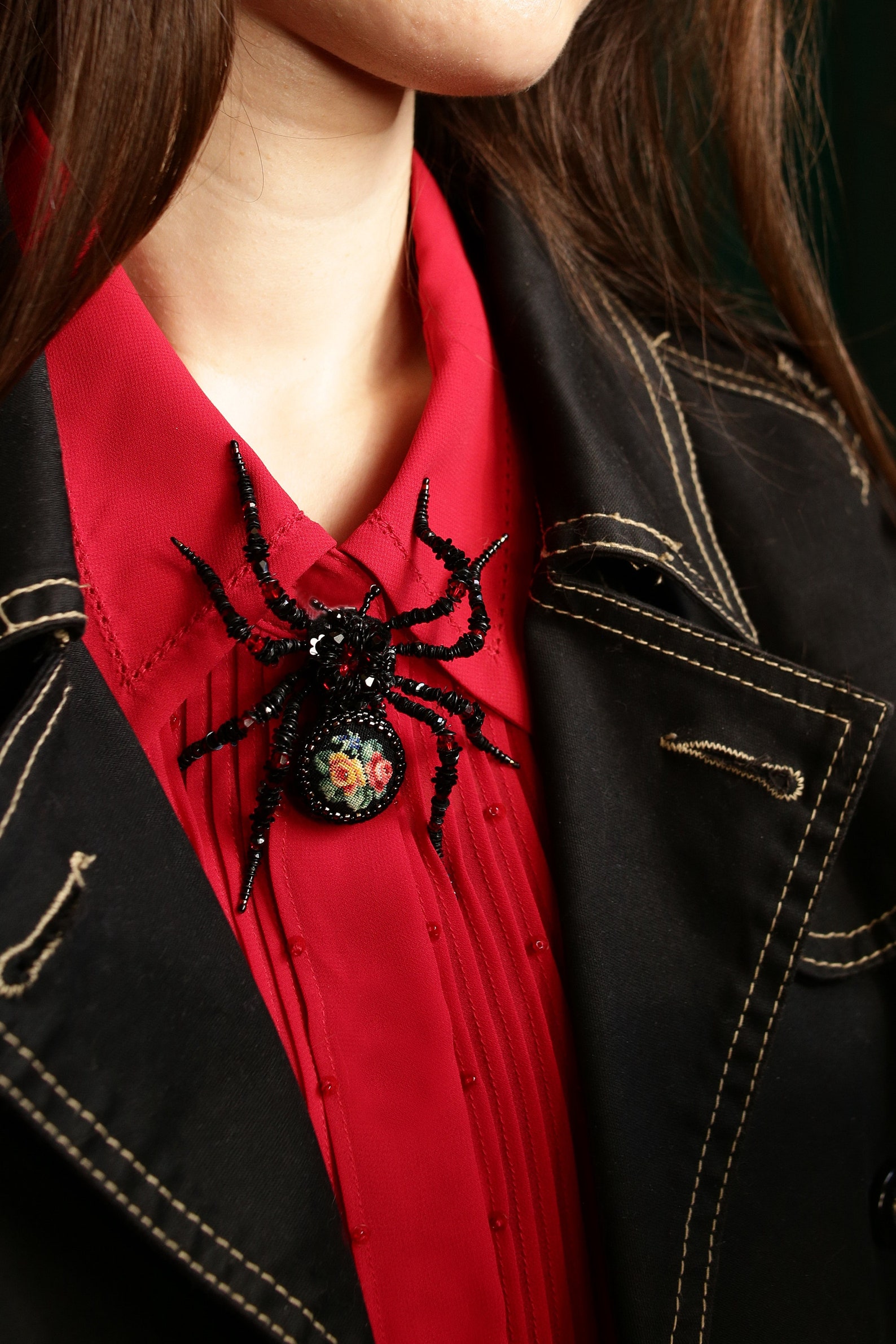 Big Spider Brooch Embroidered- Insect Beaded Jewelry - Etsy