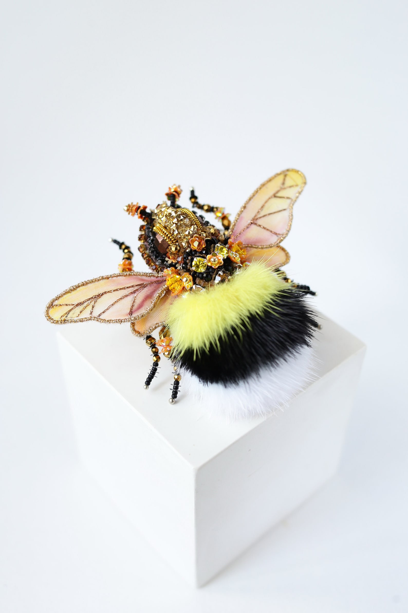 Bumblebee Brooch Fur Embroidered Insect Jewelry - Etsy