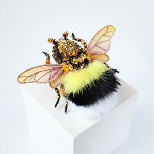 Bumblebee Brooch Fur Embroidered Insect Jewelry - Etsy