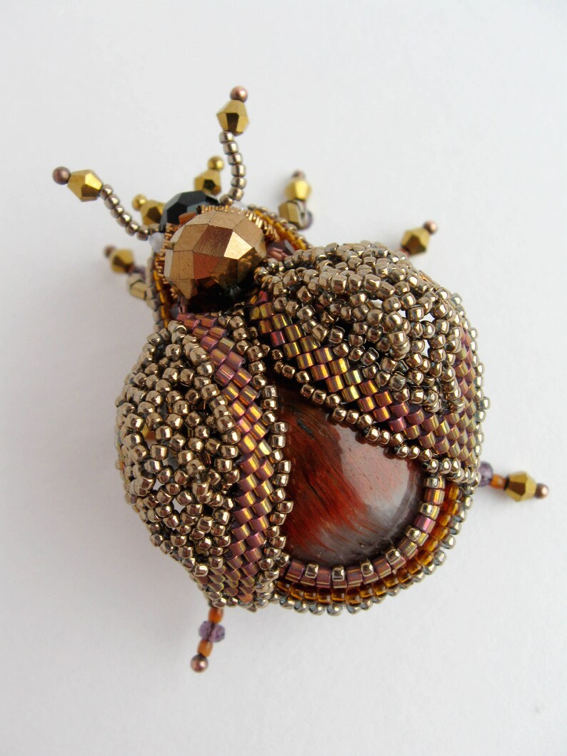 Brooch Beetle Insect Jewelry Natural Stone Embroidered Brooch - Etsy
