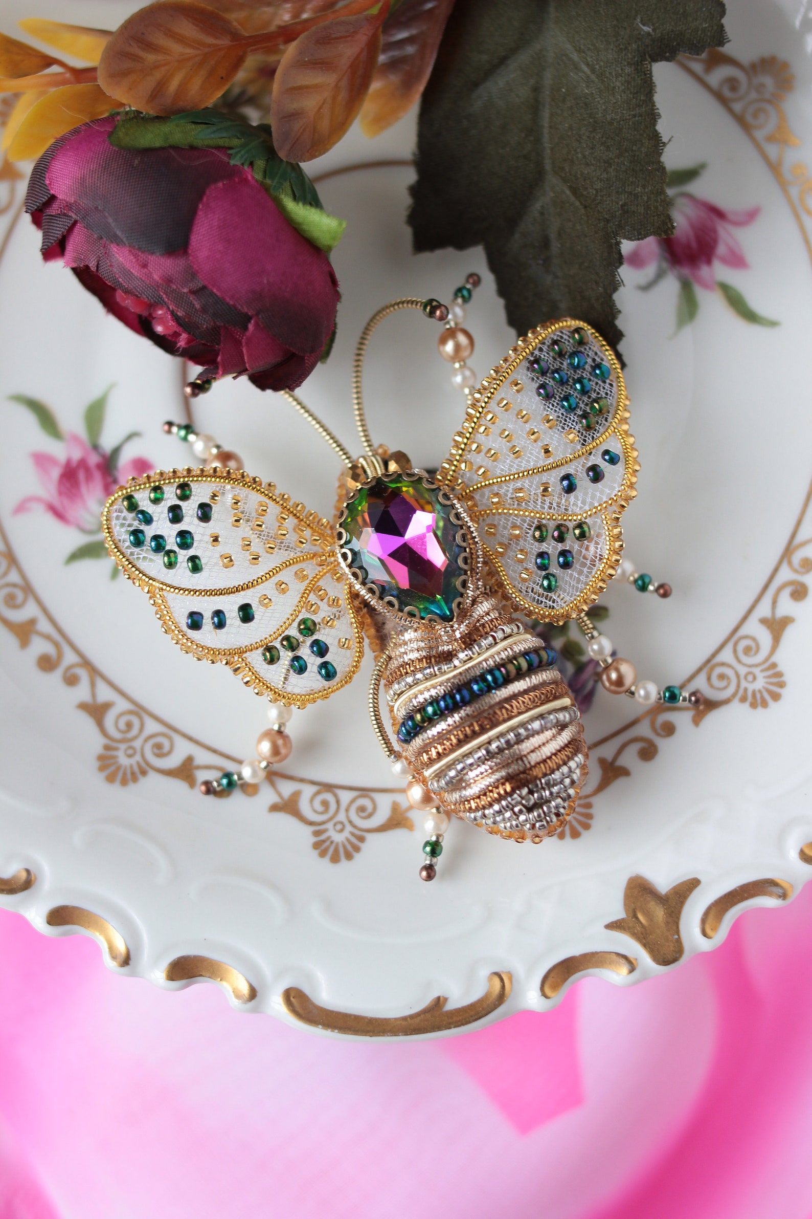 OAK Butterfly Embroidered Bug Brooch Jewelry Insect Pin - Etsy