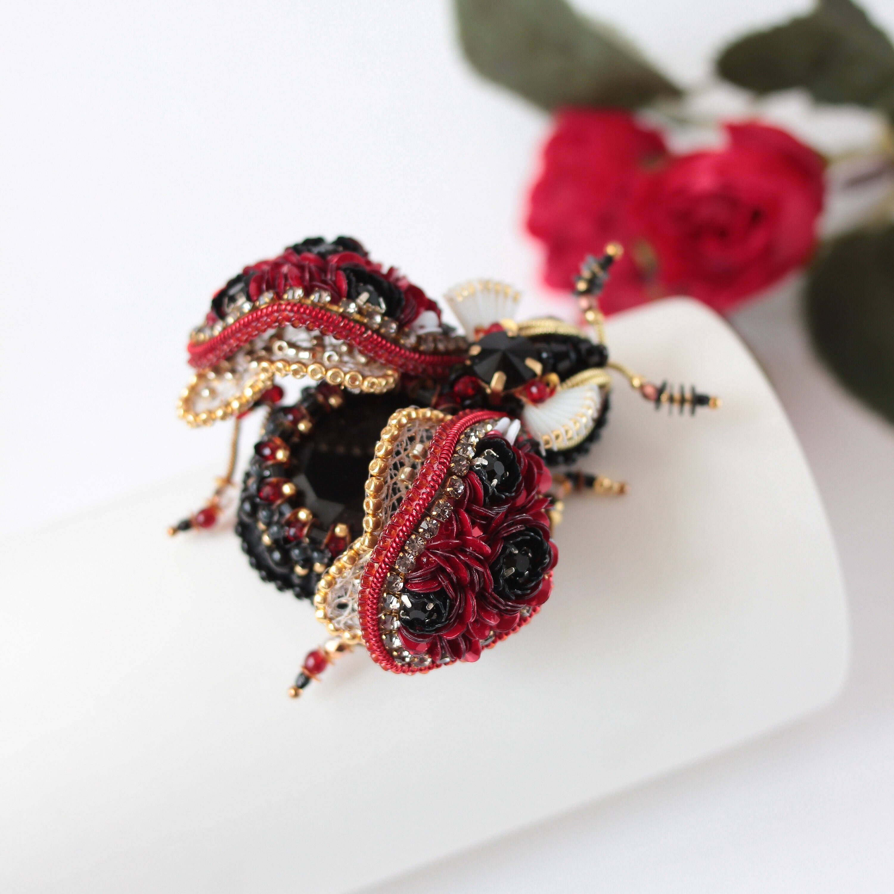 Lady Bug Brooch Beaded Embroidered Ladybug Pin Beaded Beetle Jewelry - Etsy