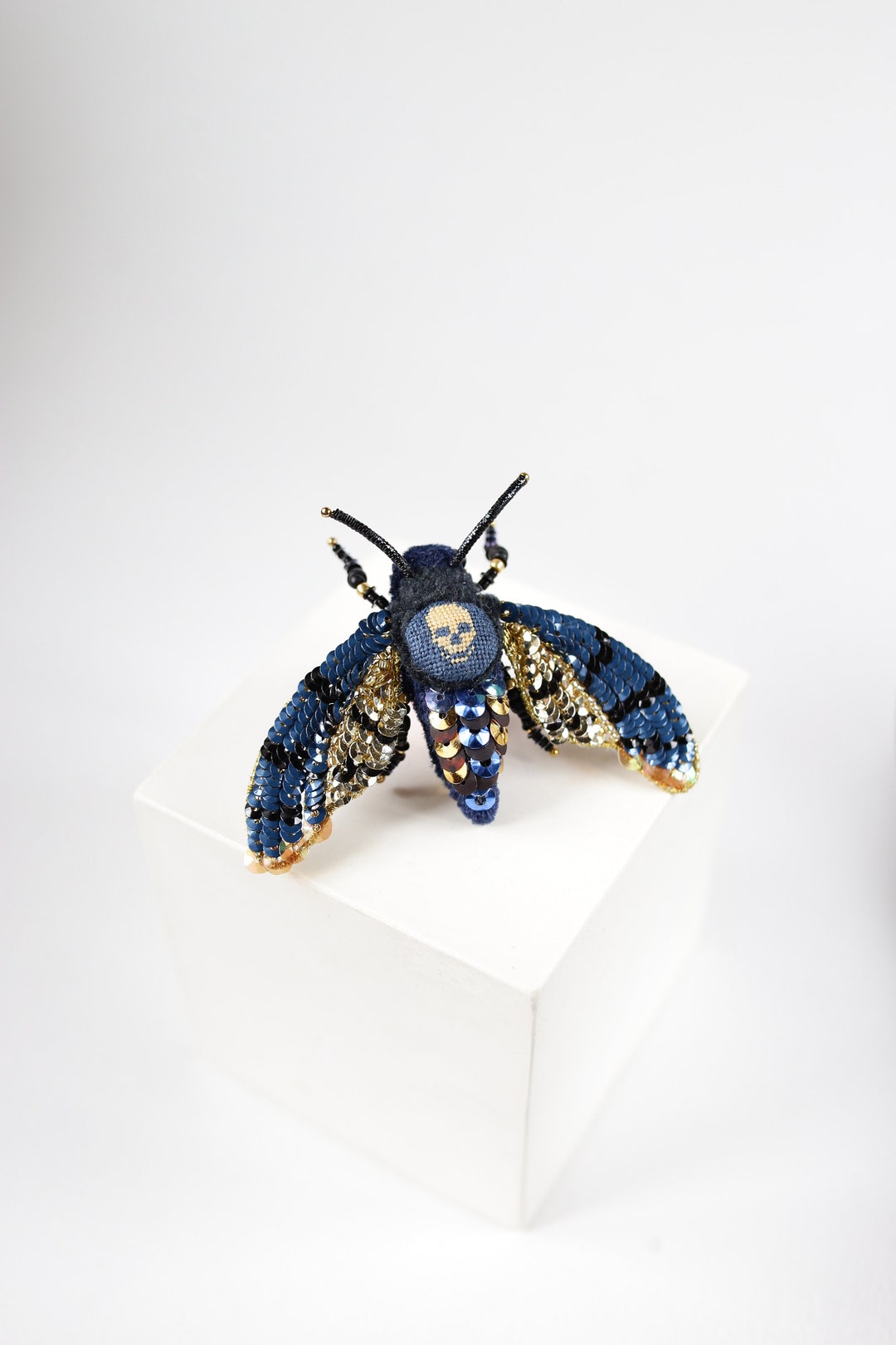 Death’s Head Moth Pin Halloween Insect Jewelry Hawkmoth Embroidered ...