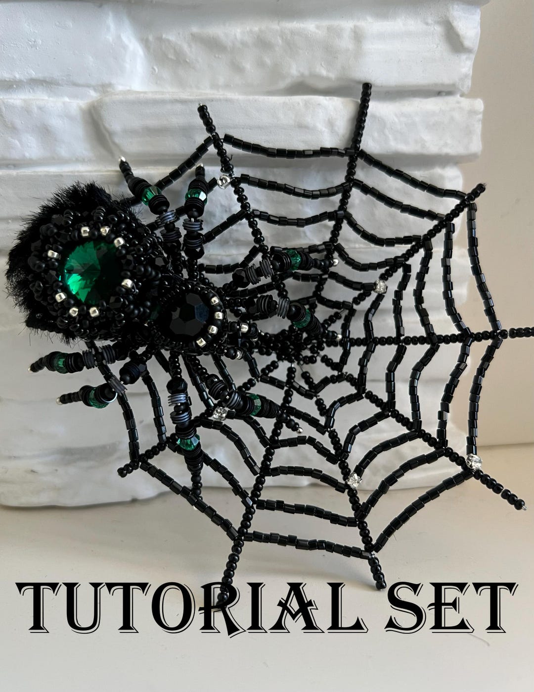 Halloween Tutorial Set Beaded Spider and Web Brooch – Digital DIY Craft ...