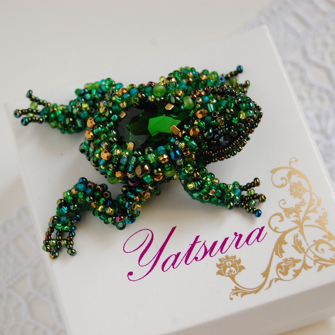 Beaded Embroidered Toad Brooch For-girlfriend Animal Pin Frog Jewelry ...