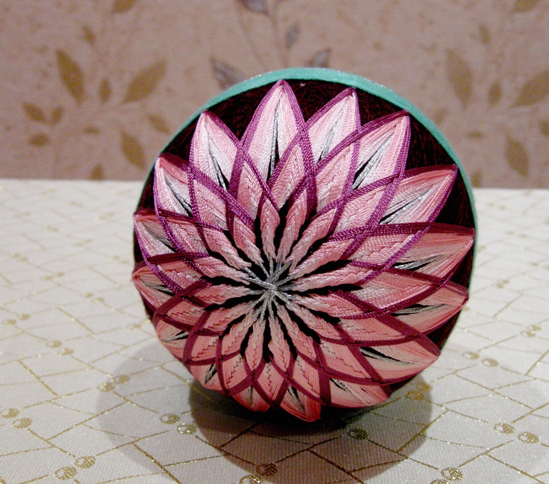 Pink Temari Christmas Ball: Kiku Ornament, Japanese Xmas Decor - Etsy