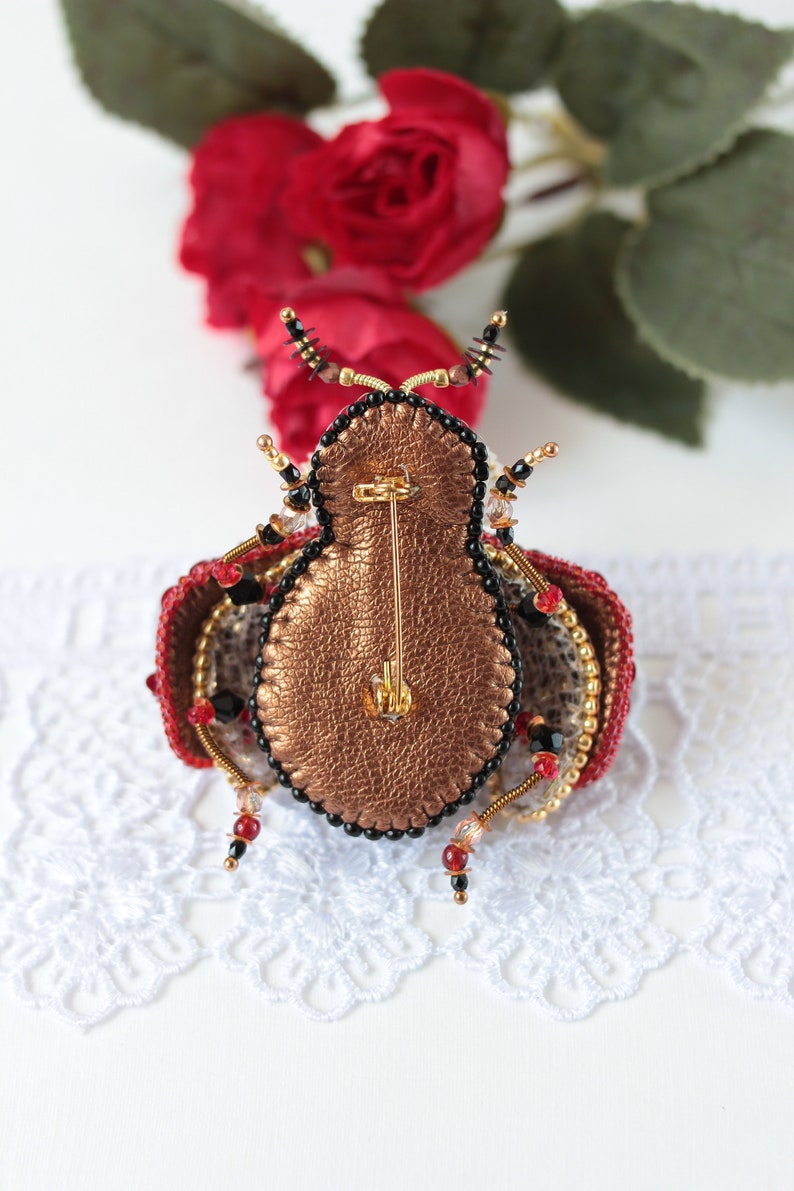 Lady Bug Brooch Beaded Embroidered Ladybug Pin Beaded Beetle Jewelry - Etsy