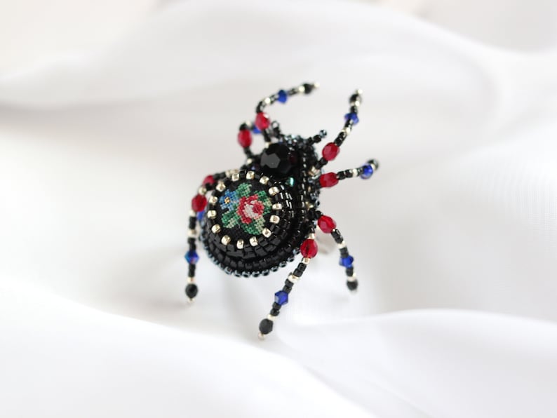 Gothic Cocktail Spider Ring Beaded Insect For-girlfriend | Etsy