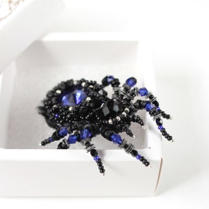 Black Blue Crystal Spider Jewelry Gothic Spider Brooch Halloween Gift ...