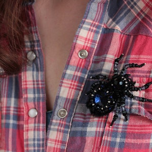 Black Blue Crystal Spider Jewelry Gothic Spider Brooch Halloween Gift ...