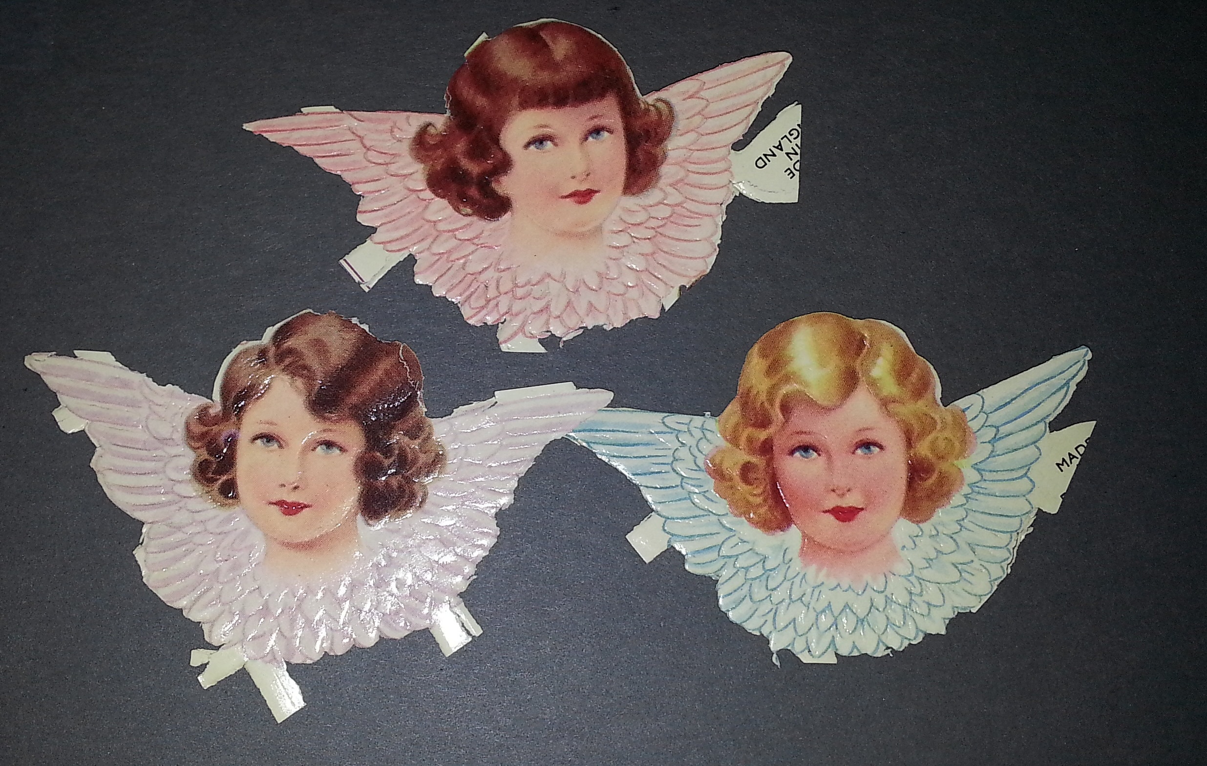 6 GENUINE VINTAGE ANGEL English Scraps Printed by Mamelok Press 1940s ...