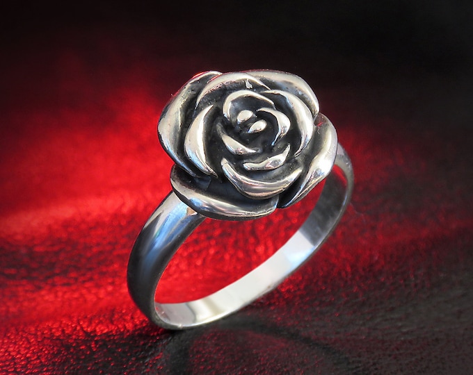 Rose Ring, Sterling Silver, Rose Jewelry - Etsy