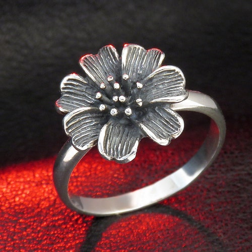 Sakura Tree Ring Cherry Blossom Silver or 14k/18k Gold - Etsy