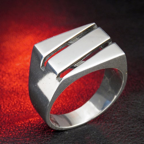 Geometric Ring for Men Sterling Silver Men's Ring - Etsy