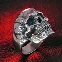 Skull Head Beard Pattern Men Ring, Unique Skull Ring, Sterling Silver ...