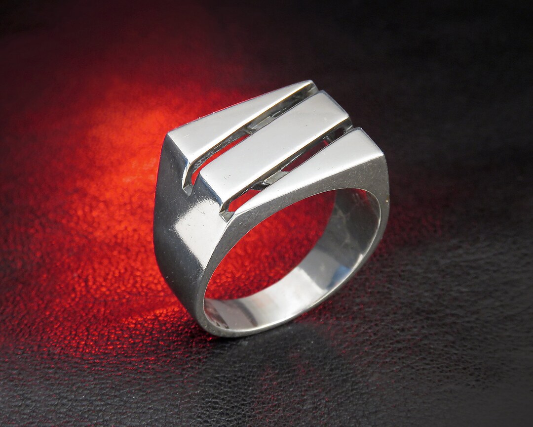 Sterling Silver Ring for Men, Geometric Jewelry - Etsy