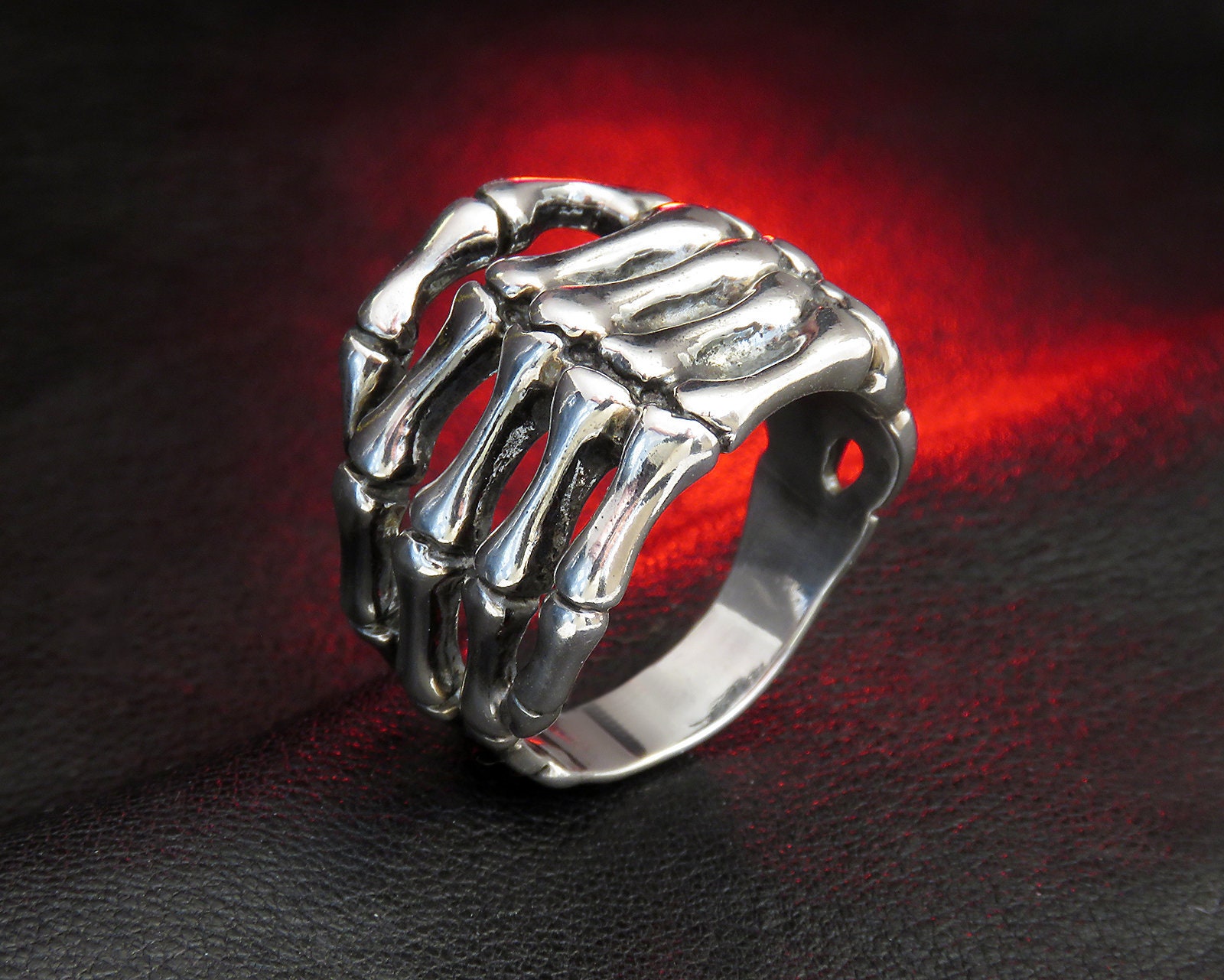 Hand Skeleton Ring Sterling Silver Horror Jewelry - Etsy