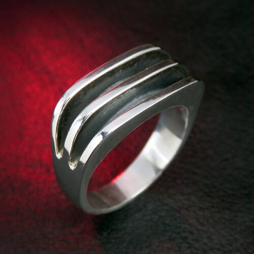 Geometric Ring for Men Sterling Silver Statement Ring Cool - Etsy