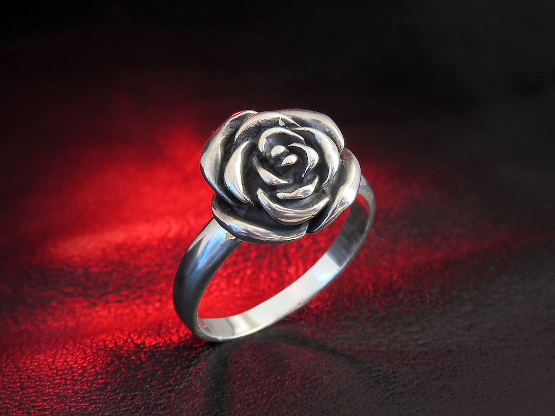 Rose Ring, Sterling Silver, Rose Jewelry - Etsy