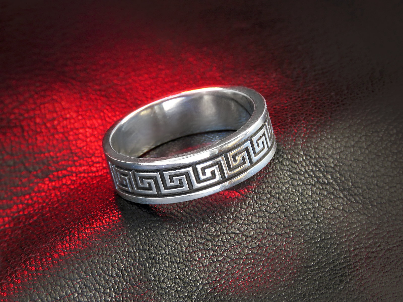 Greek Key Ring Sterling Silver Greek Band | Etsy