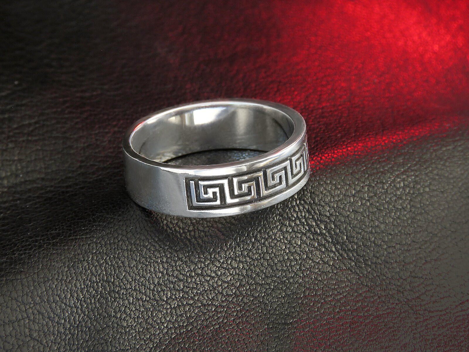 Greek Key Ring Sterling Silver Greek Band | Etsy