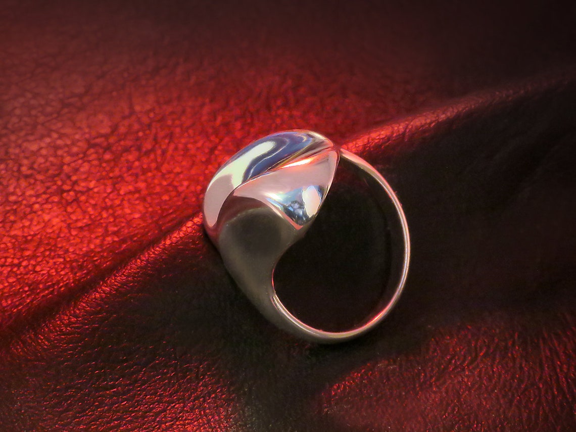 Sculptural Silver Statement Ring | Modern Curved Design | Handcrafted ...
