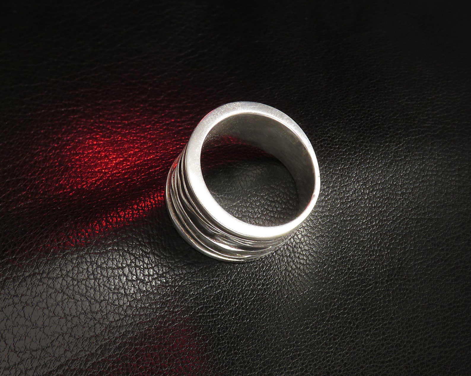 Wide Silver Band Sterling Silver Ring Textured Ring | Etsy