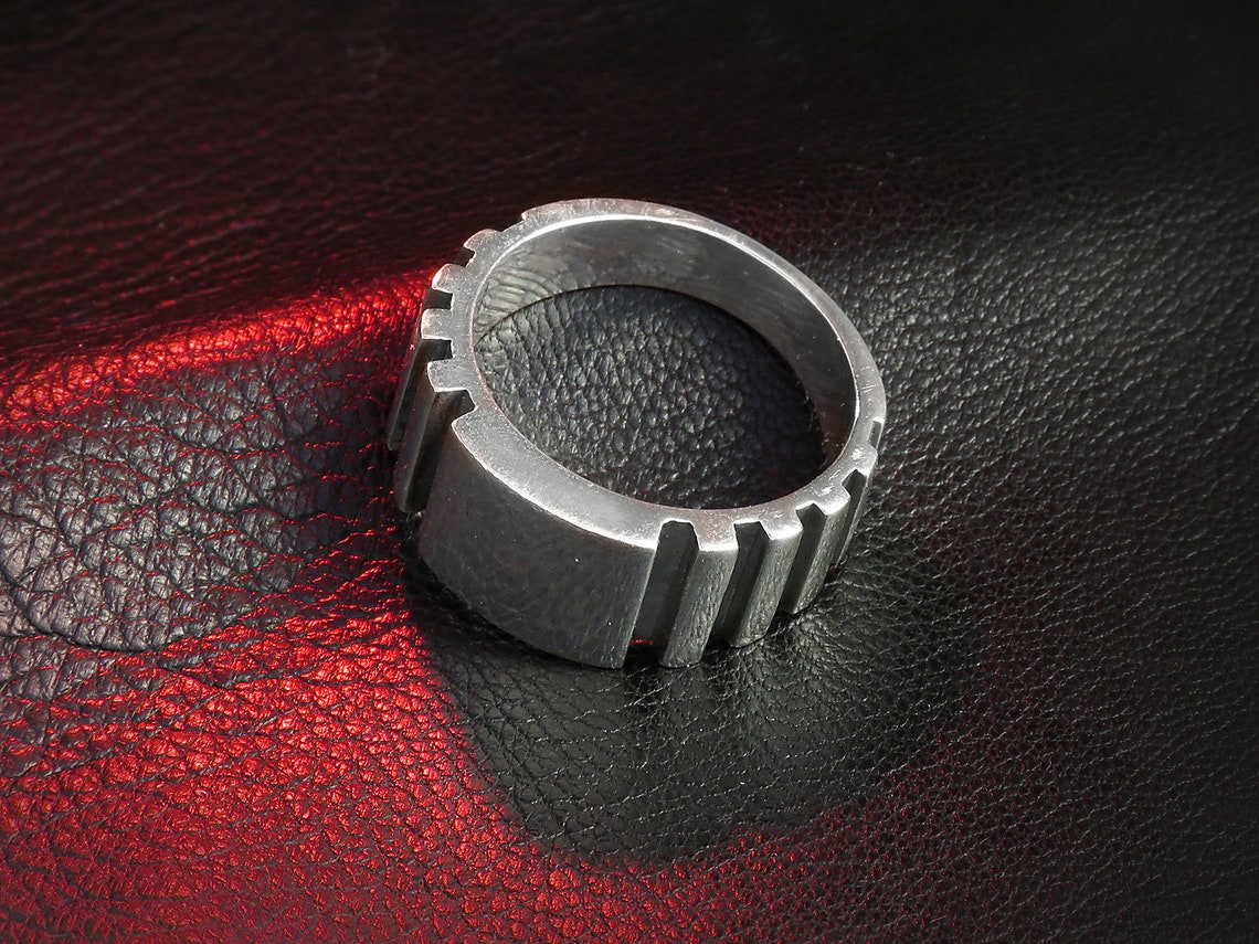 Geometric Sterling Silver Ring for Men Steampunk Ring Modern - Etsy