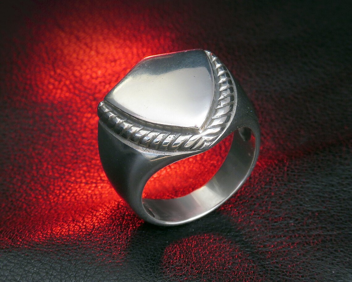 Signet Ring Braided Shield Sterling Silver - Etsy