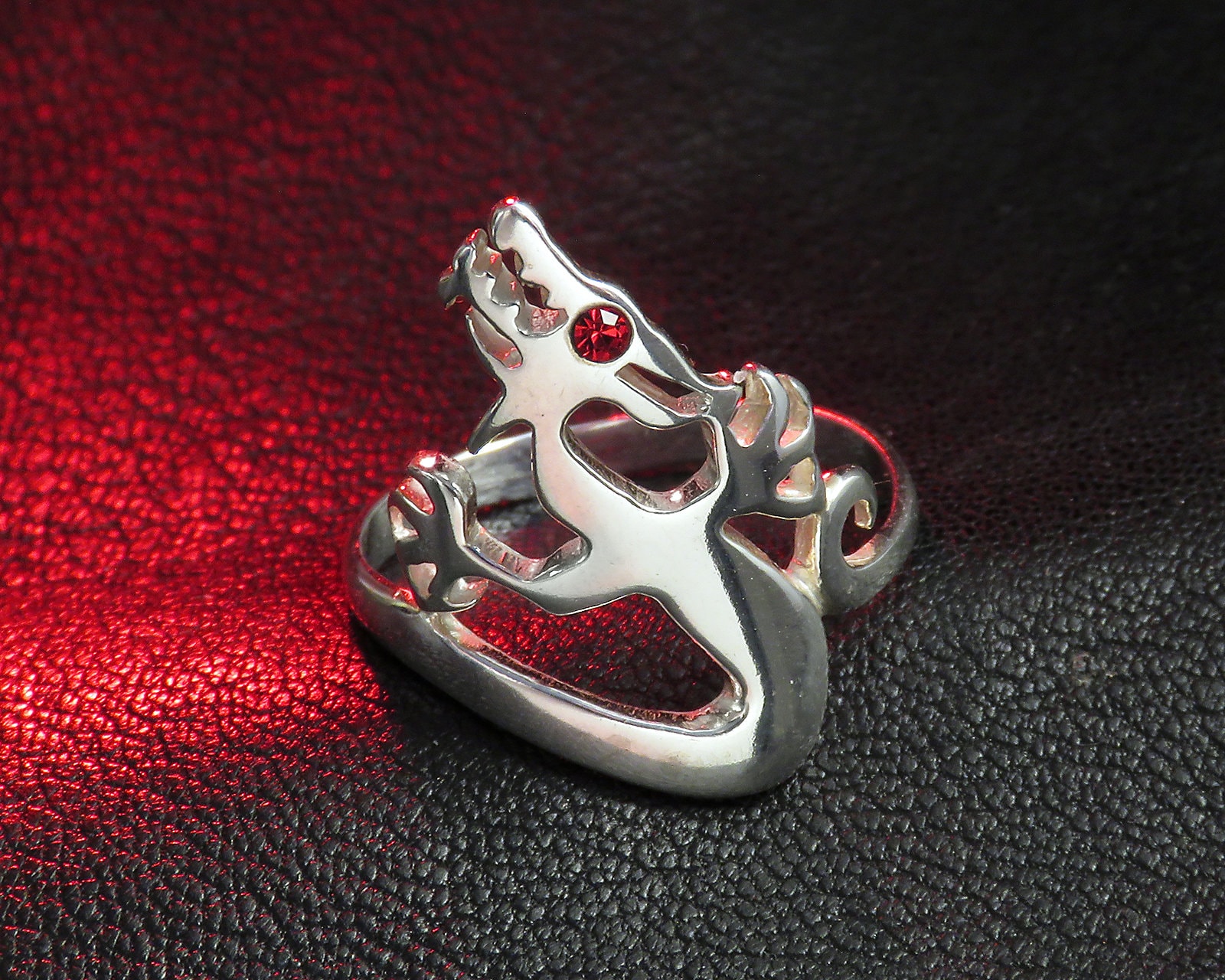 Sterling Silver Dragon Ring With Red Cubic Zirconia Eye - Etsy